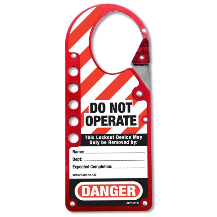 Labeled Lockout Hasp - Red