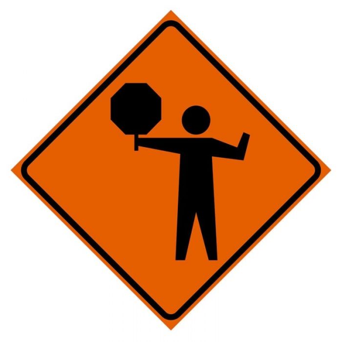 Fluorescent Weave Traffic Sign - "Traffic Control Person Symbol"