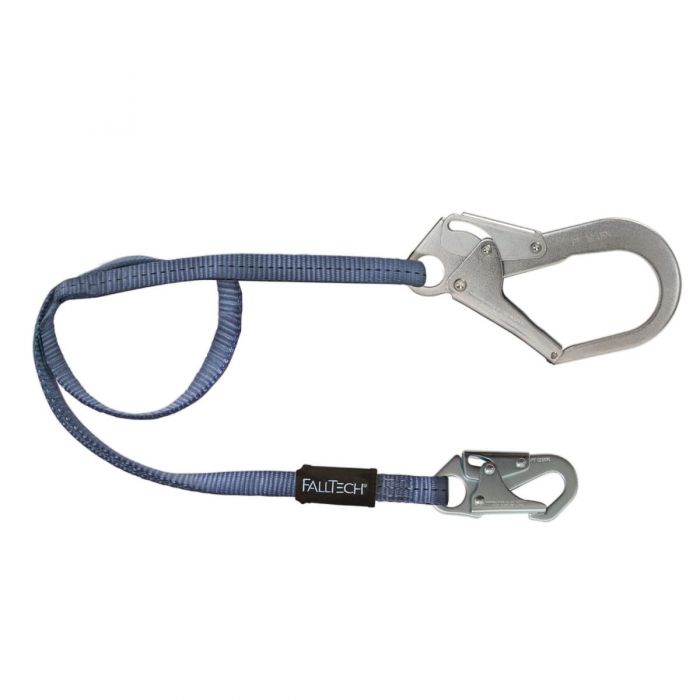 FallTech Web Restraint Lanyard, Single Leg, (1) Snap Hook & (1) Rebar Hook