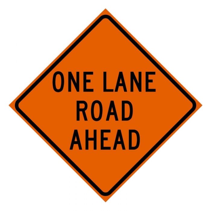 Non-Reflective Vinyl Traffic Sign - "One Lane Road Ahead"